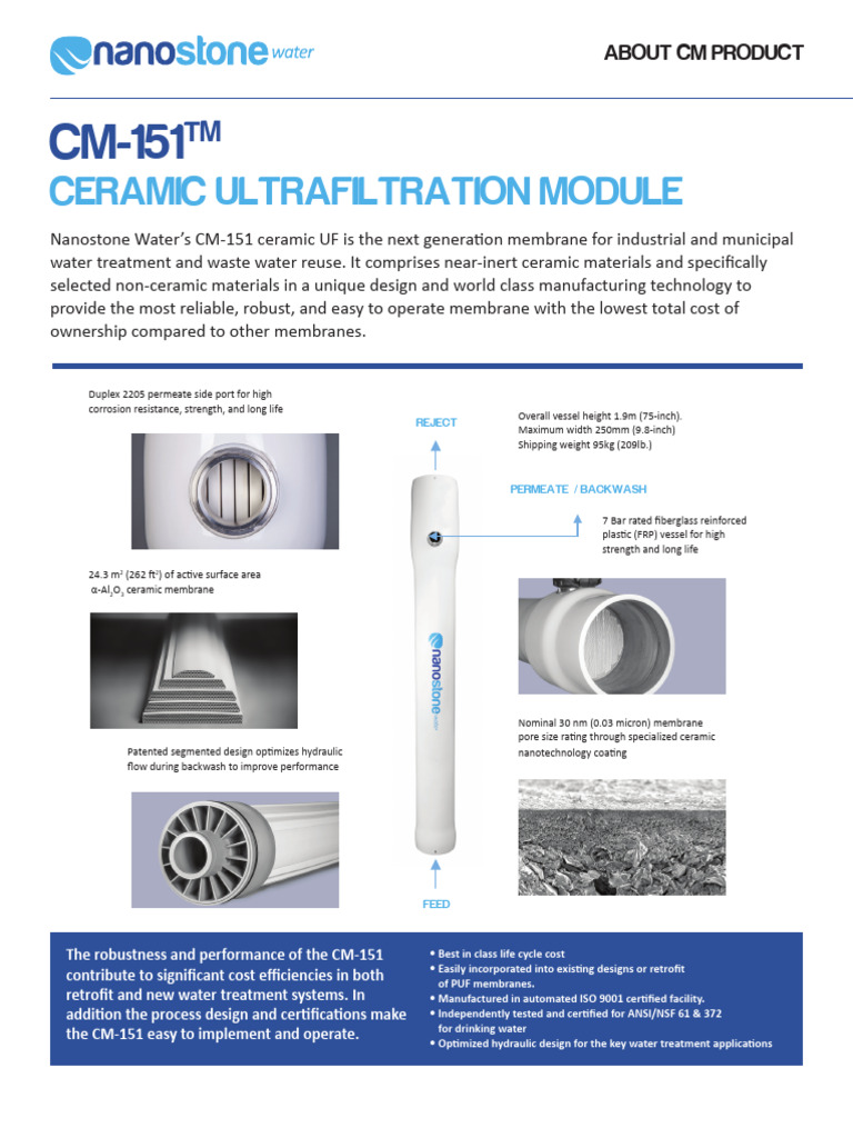 Nanostone CM-151 Product Brochure | PDF | Membrane | Materials