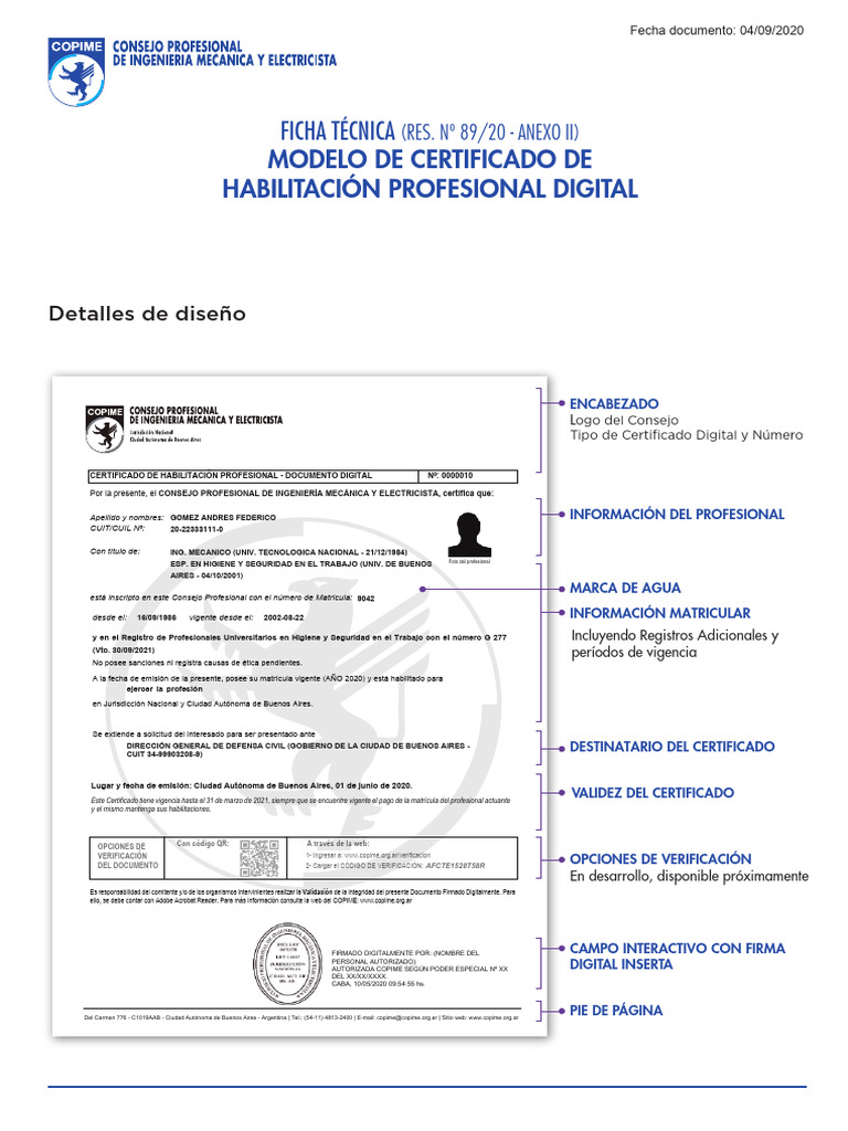 Certificado Habilitacion Digital COPIME-Ficha Tecnica-R3 | PDF | Archivo de computadora ...