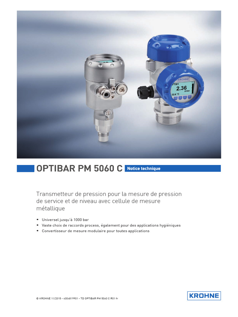Transmetteur de Pression Krohne OPTIBAR PM 5060 C | PDF
