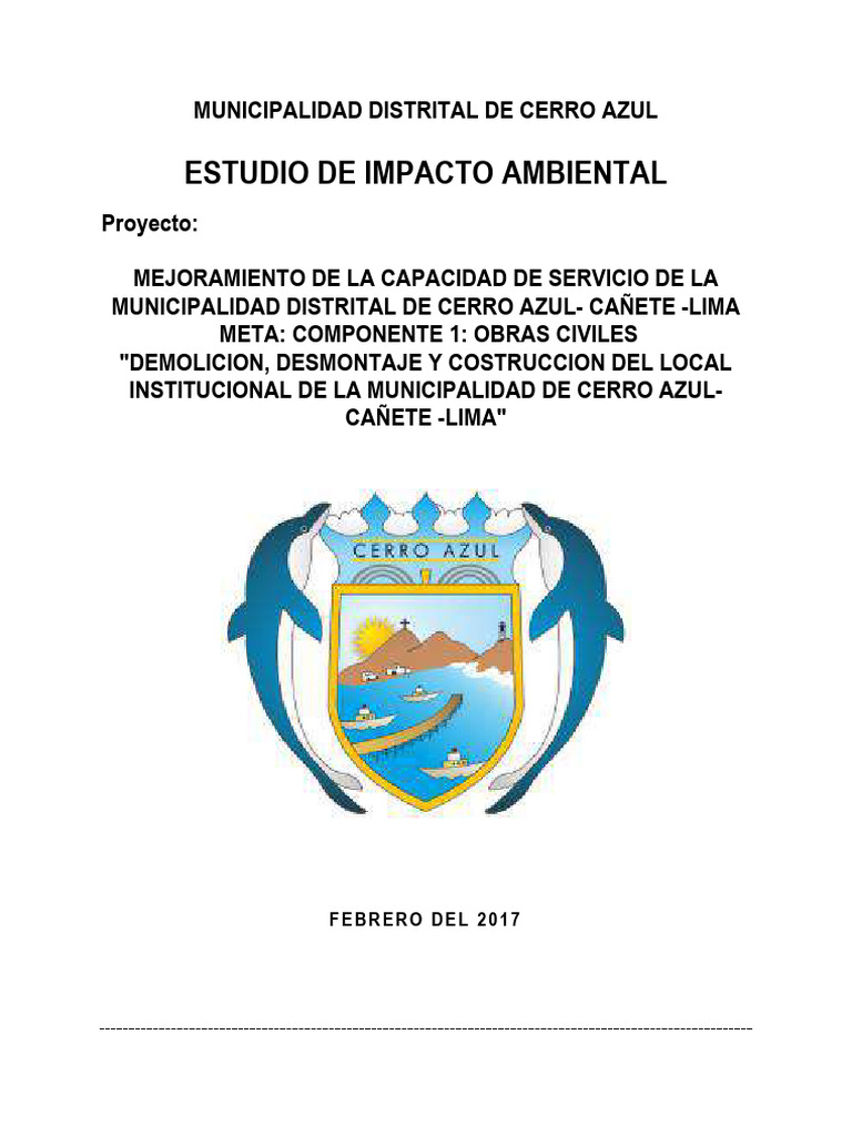 Estudio de Impacto Ambiental Cerro Azul | PDF | Evaluación de impacto ...