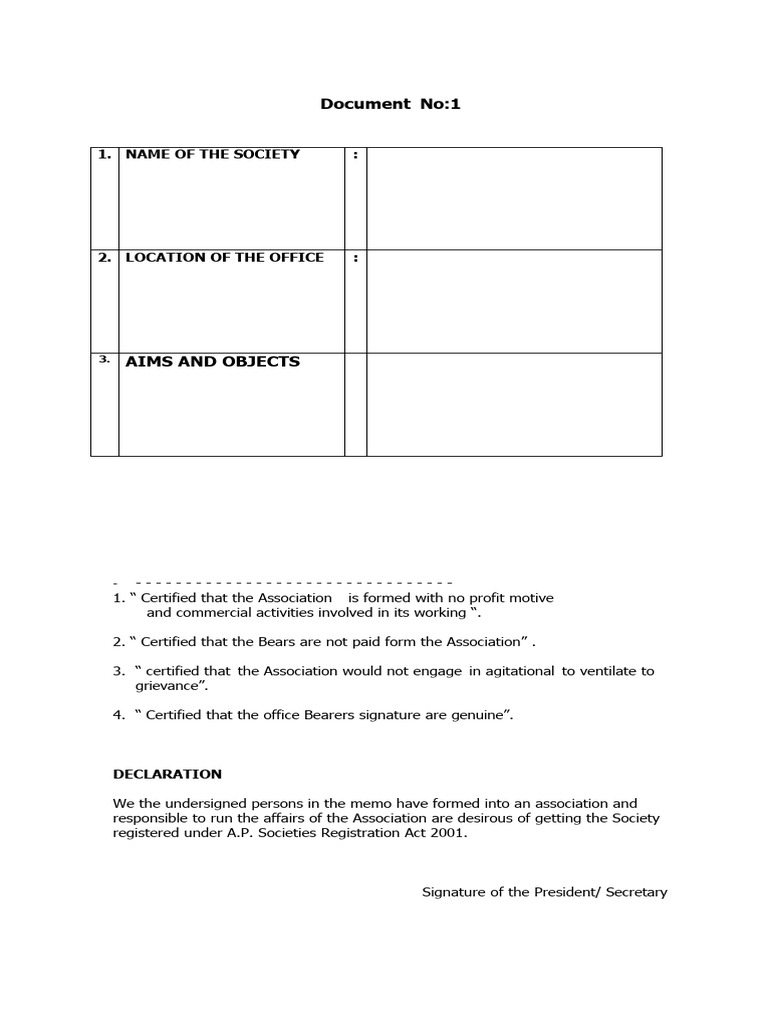 Societies-Registration-Application | PDF | Presidents Of The United ...