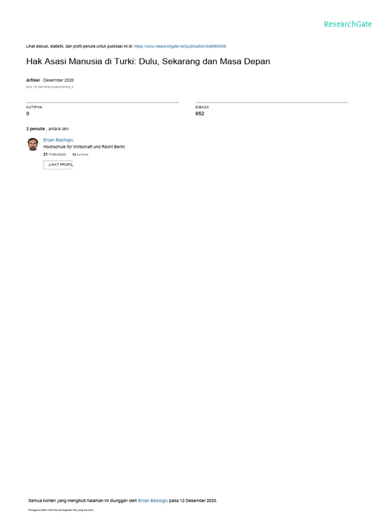 Balcioglu Ercan Human Rightsin Turkey Past Presentand Future | PDF