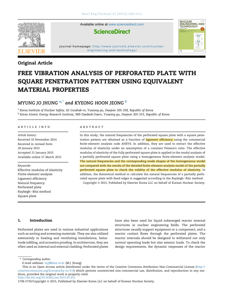 Free Vibration Analysis of Perforated Plate With Square Penetration ...