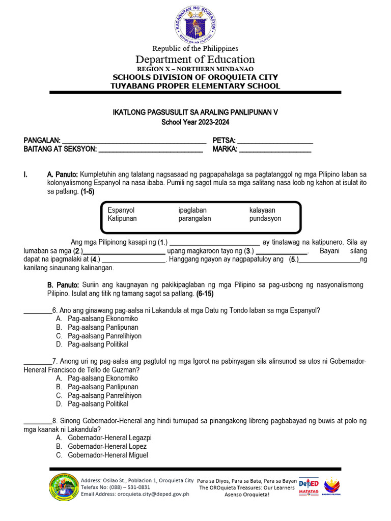 3Q-TQ-AP5 Revised | PDF