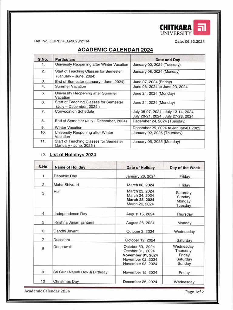 Academic Calendar 2024 | PDF | Academic Term | Educational Institutions