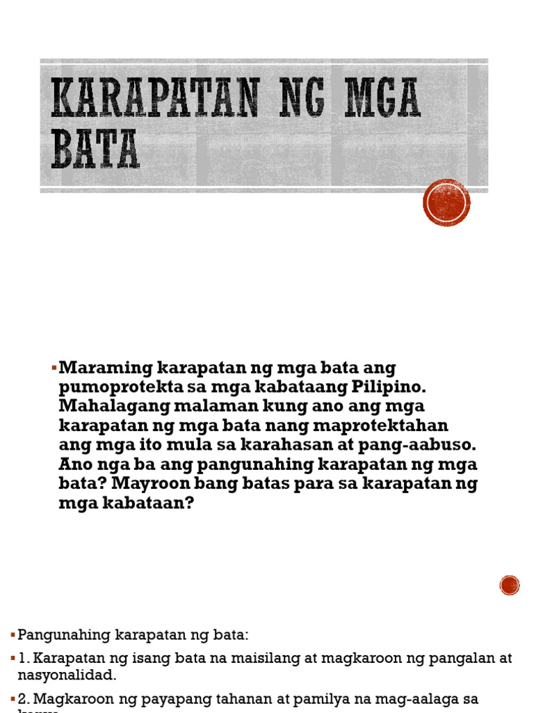 Karapatan NG Mga Bata | PDF