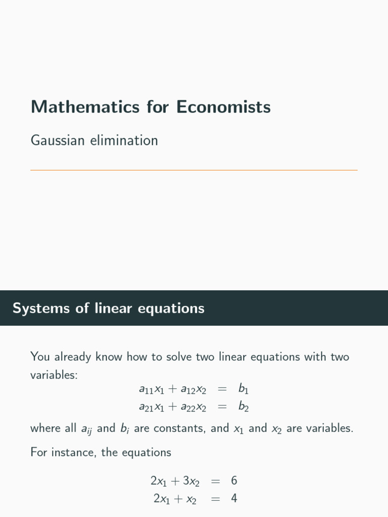 Gaussian Elimination Guide | PDF | Matrix (Mathematics) | System Of ...