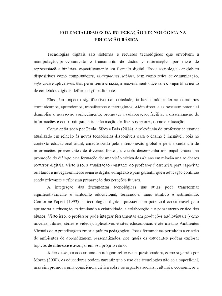 Exemplo de Estudo de Caso - Potencialidades Da Integração Tecnológica ... Exemplo de Estudo de Caso - Potencialidades Da Integração Tecnológica ...