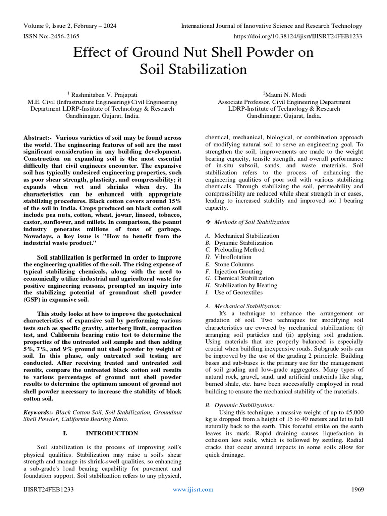 Effect of Ground Nut Shell Powder on Soil Stabilization | PDF | Soil ...