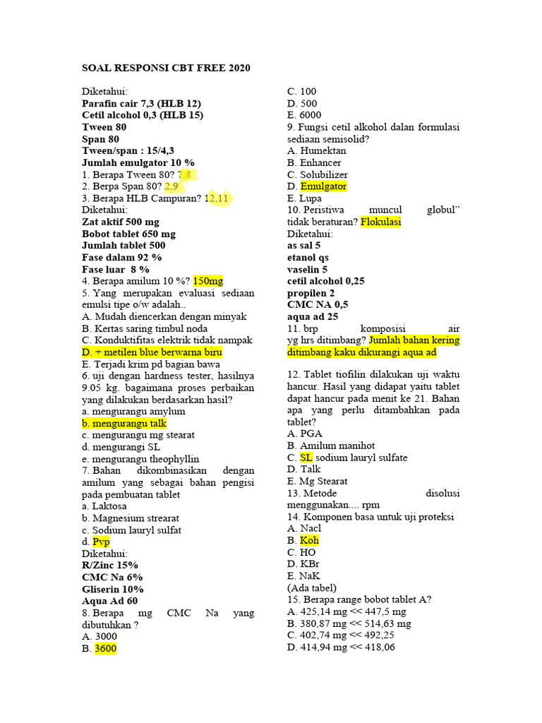 Soal Responsi CBT Free 2020 | PDF