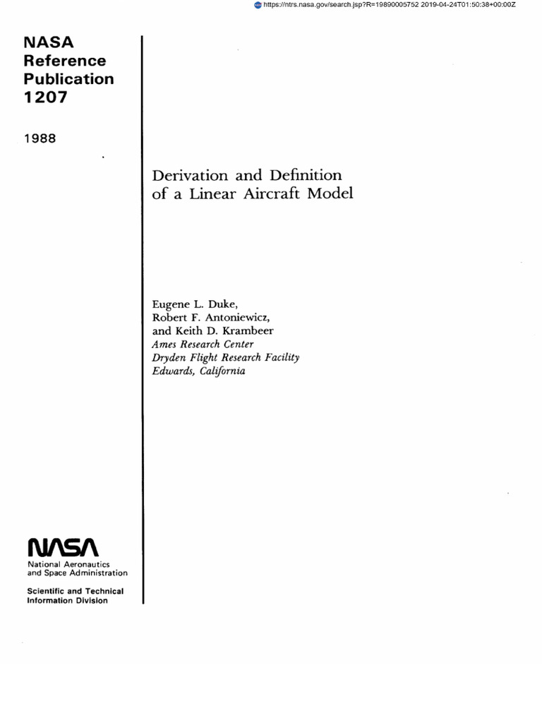 NASA Derivation and Definition of Linear Aircraft Model 1988 | PDF