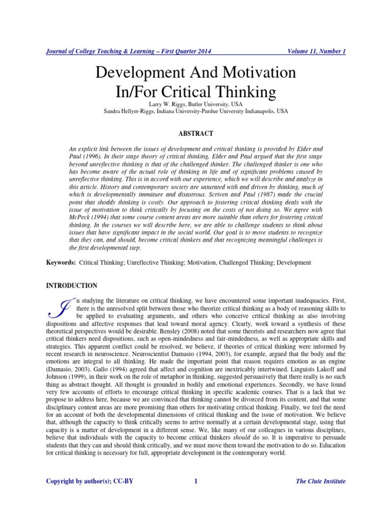 Development and Motivation | PDF | Thought | Critical Thinking