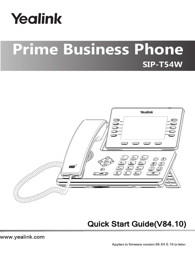 Yealink SIP-T54W Quick Start Guide V84 10 | PDF | Ip Address | Voicemail