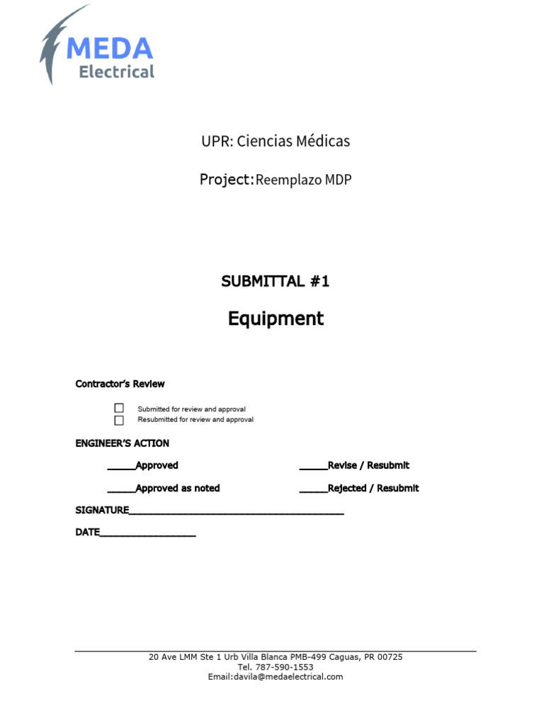 Submittal #1 Equipment | PDF | Electrical Equipment | Manufactured Goods