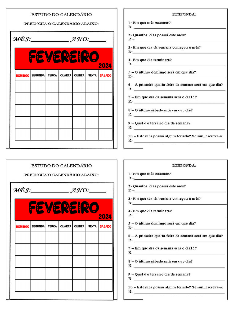 Ativ 1 Calendario | PDF