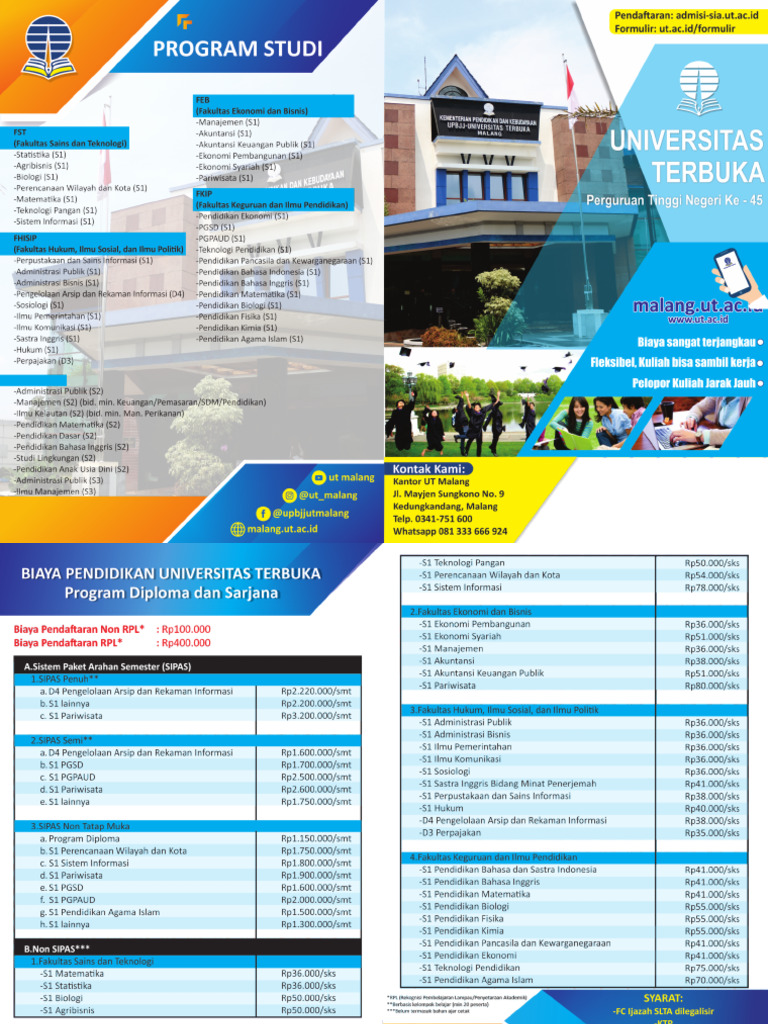 Brosur S1 Universitas Terbuka Malang | PDF