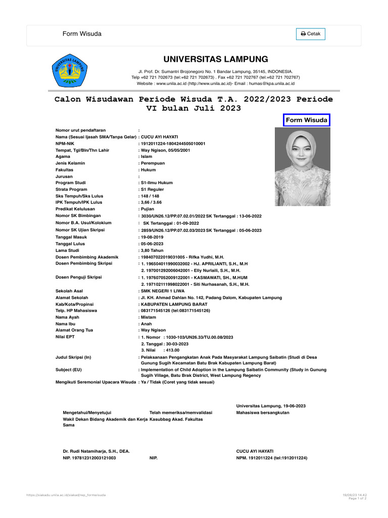 Form Wisuda Fix | PDF