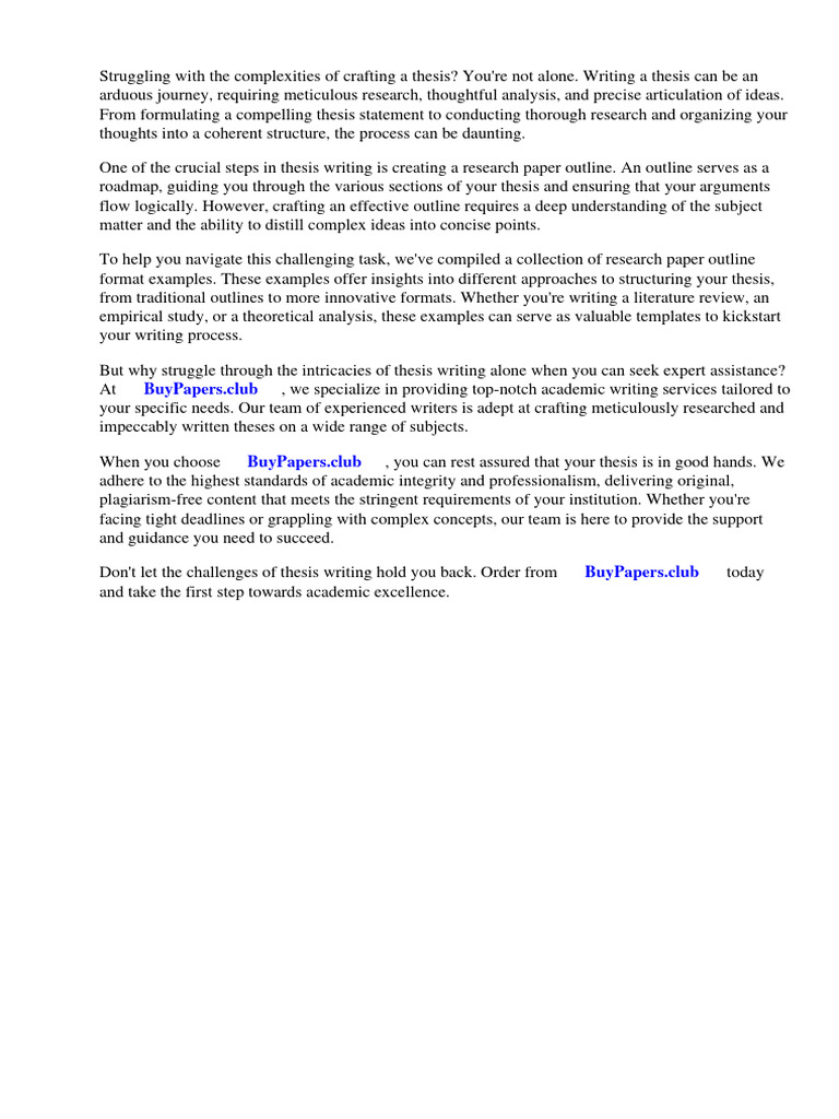 Research Paper Outline Format Examples | PDF | Essays | Thesis Research Paper Outline Format Examples | PDF | Essays | Thesis