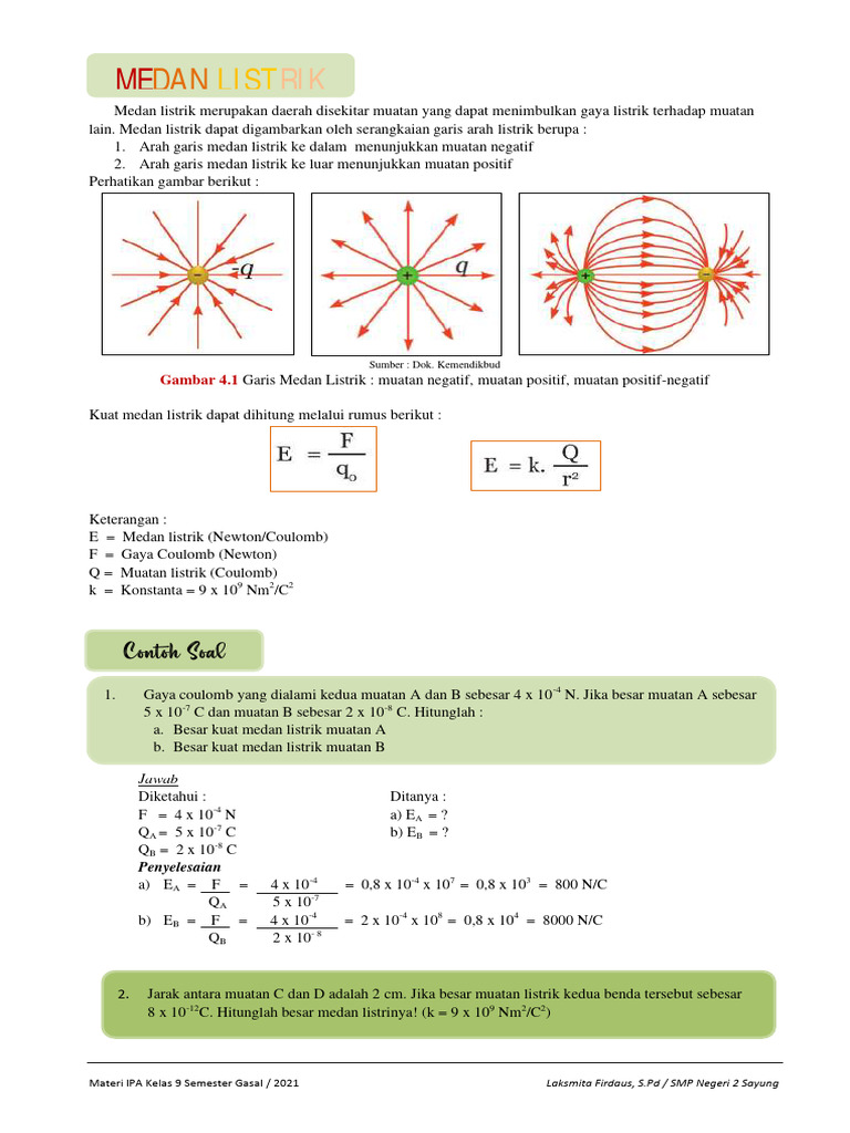 Materi Listrik Statis Ipa Kelas 9-Full Latihan Soal | PDF