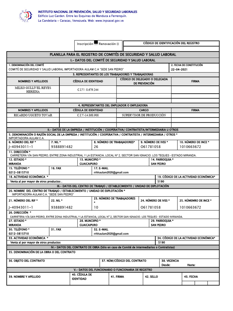 01 Formulario Nuevo AULAM SANPEDRO | PDF | Documento de identidad ...
