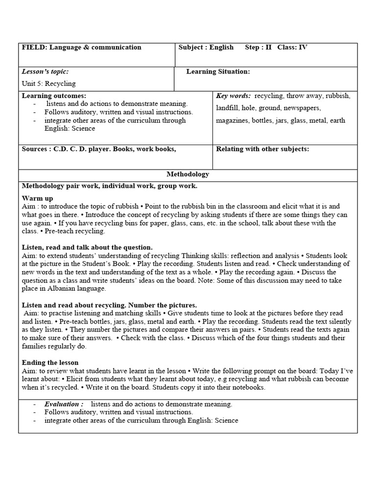 11 Recycling Pdf Recycling Curriculum