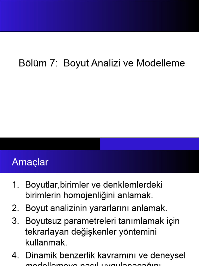 Bölüm 7 Boyut Analizi Ve Modelleme | PDF
