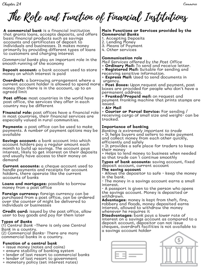 Chapter 24 The Role and Function of Financial Institutions | PDF ...
