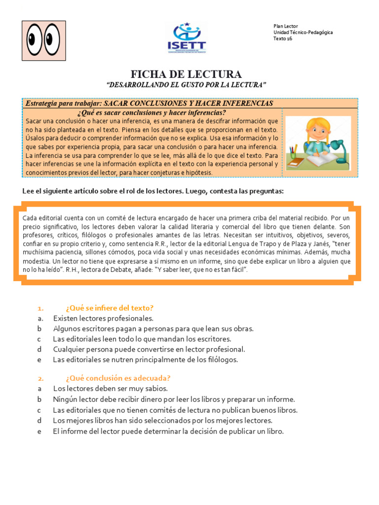 Texto 16 Sacar Conclusiones y Hacer Inferencias | PDF | Inferencia ...
