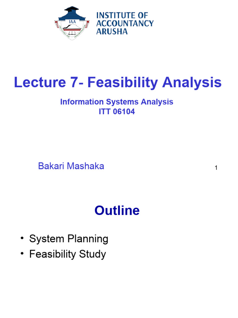 Information Systems Analysis-Lecture 7 - 054451 | PDF | Feasibility Study | Cost