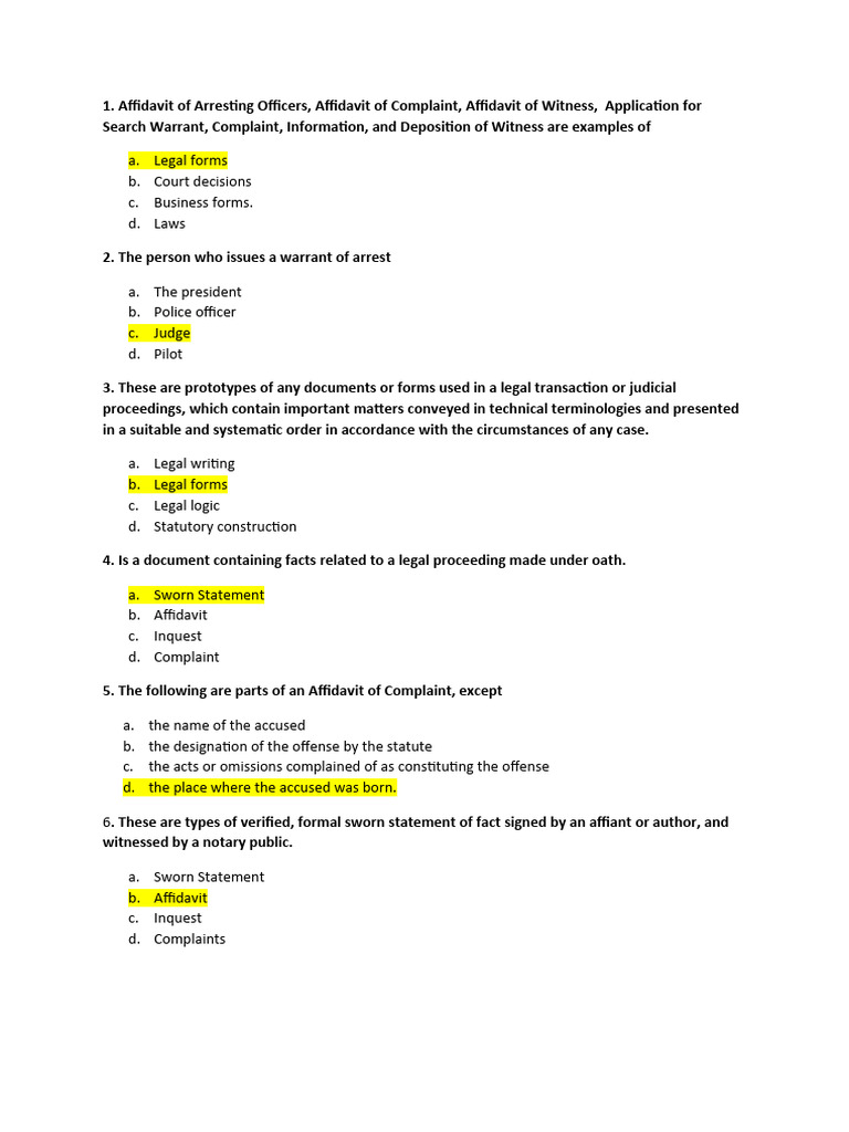CDI 8 Legal Forms Overview | PDF | Affidavit | Arrest