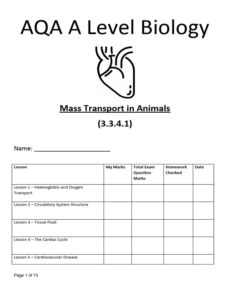 Mass Transport Animals Booklet | PDF | Hemoglobin | Artery