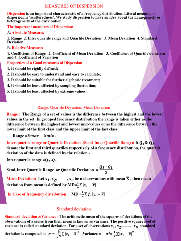 Measures of Dispersion | PDF | Quartile | Variance