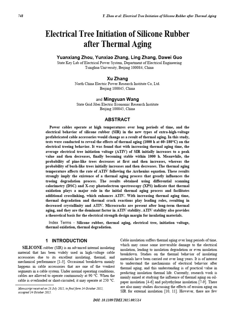 Electrical Tree Initiation of Silicone Rubber After Thermal Aging | PDF ...