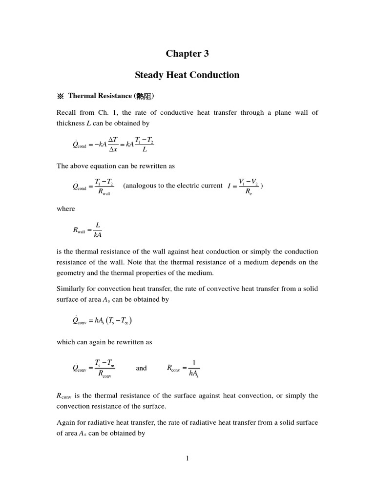 Chapter 03 Steady Heat Conduction | PDF | Thermal Conduction | Heat Transfer