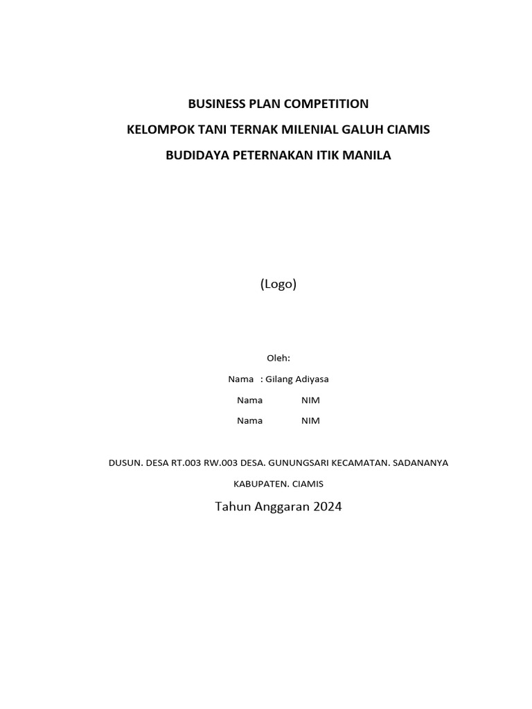 Template Proposal Business Plan | PDF | Bisnis