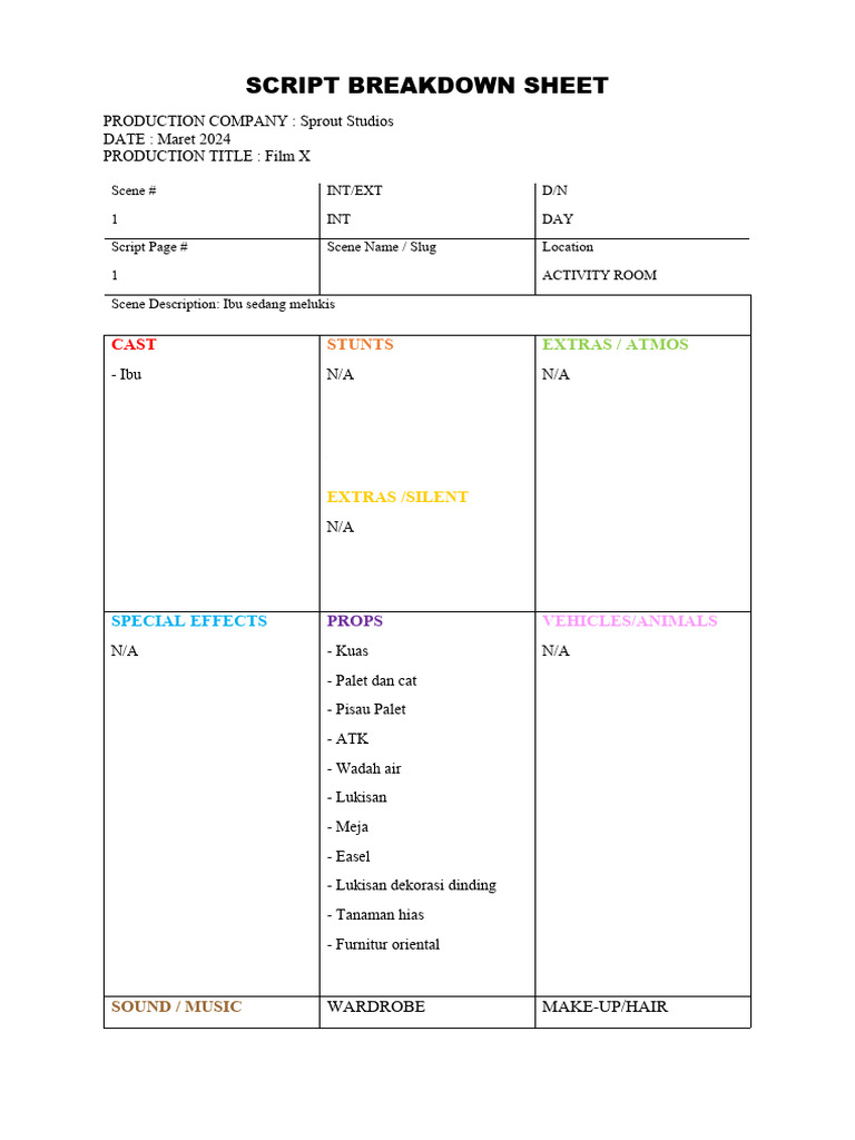 Sprout Studios - Script Breakdown | PDF | Video | Performing Arts