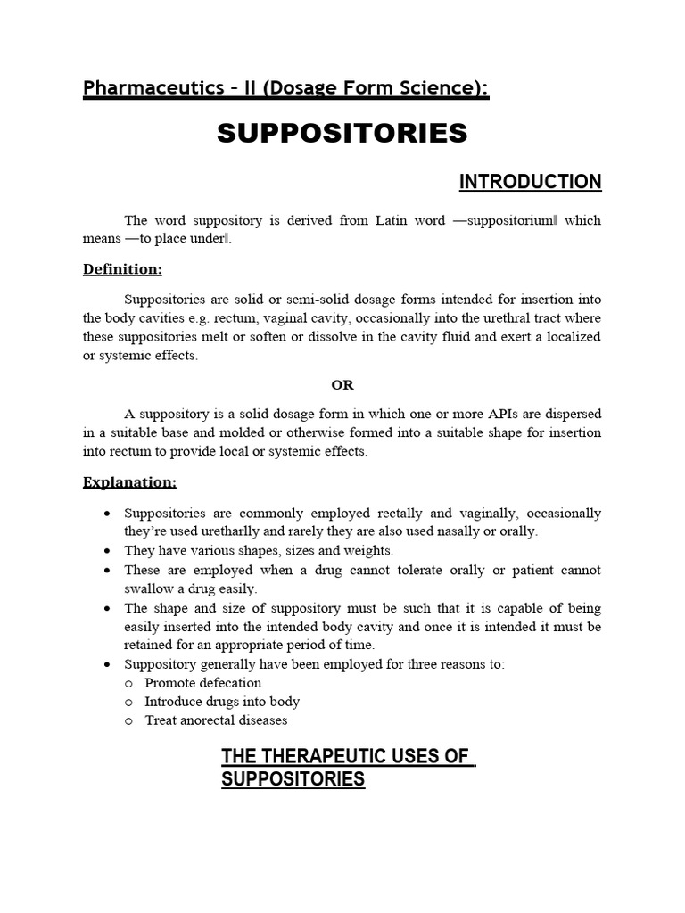 Suppositories and Enemas | PDF | Polyethylene Glycol | Rectum