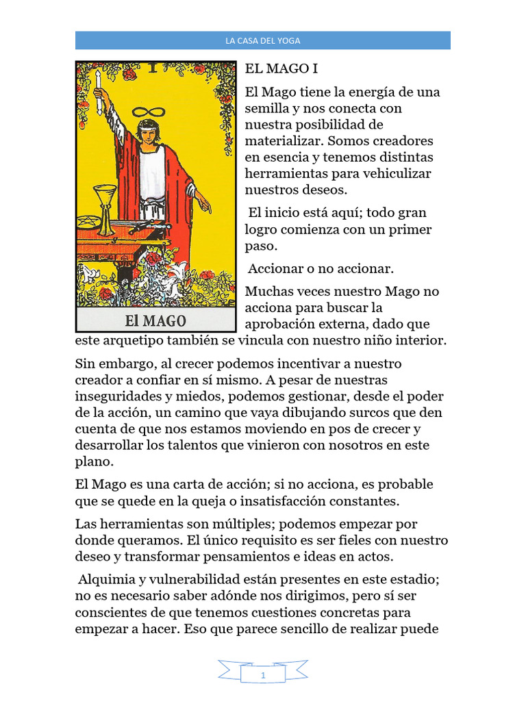 El Mago: Arcano I del Tarot | PDF | Mente | Humano
