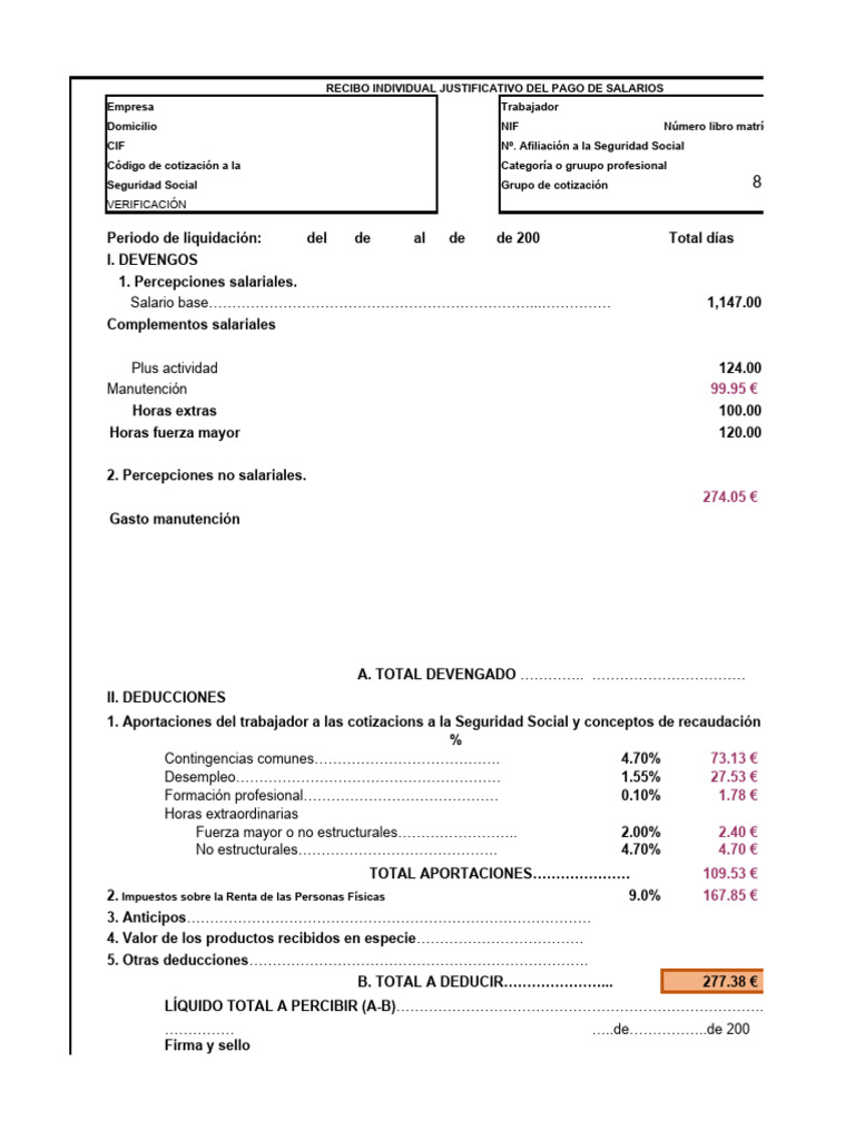 Modelo Nómina Tema 5 | Descargar gratis PDF | Salario | Relaciones ...