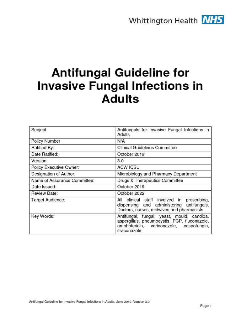 Antifungal Guideline | PDF | Candidiasis | Diseases And Disorders