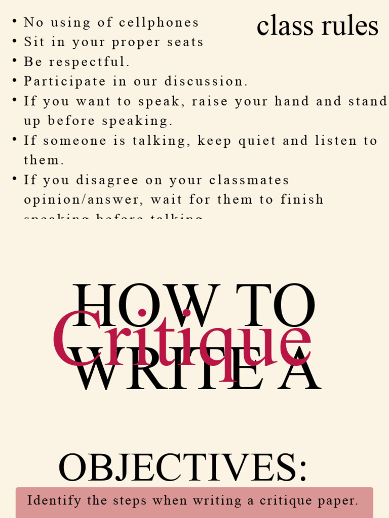 How to Write a Critique Paper Guide | PDF | Career & Growth