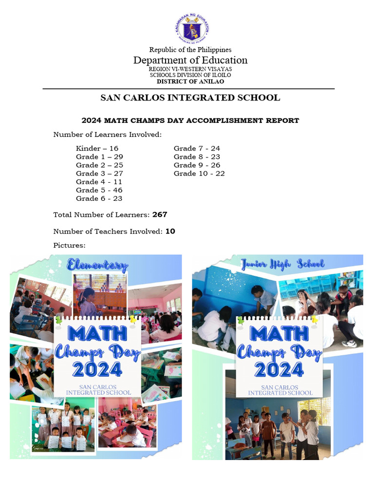 Scis Math Champs Day 2024 Accomplishment Report | PDF