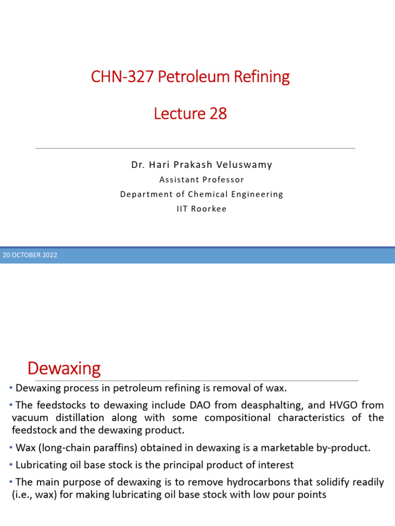 Dewaxing Process | PDF | Cracking (Chemistry) | Oil Refinery