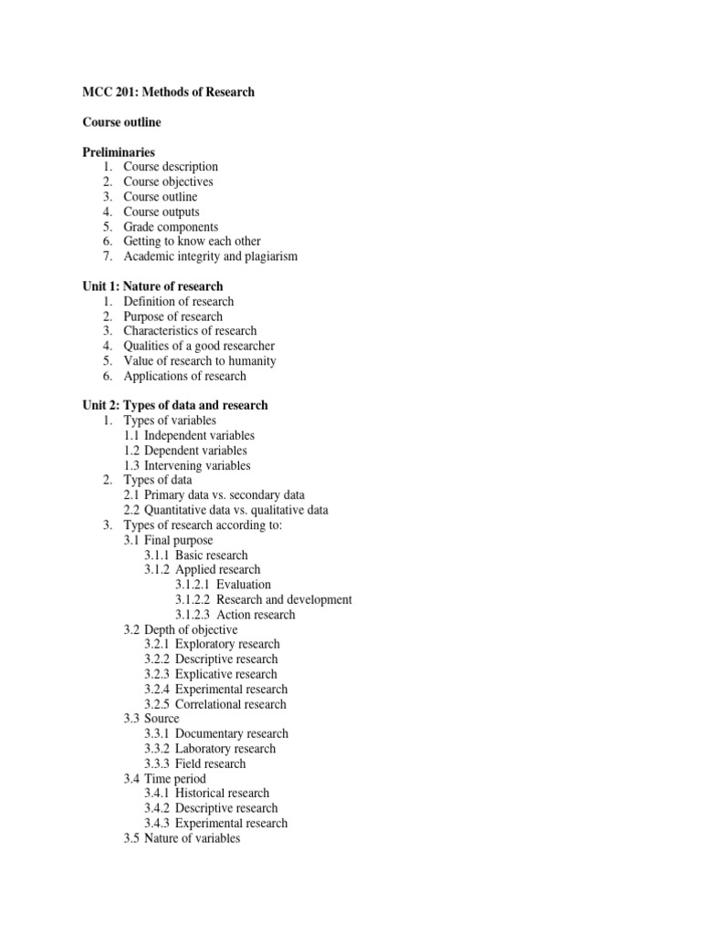 Course Outline | PDF | Qualitative Research | Quantitative Research