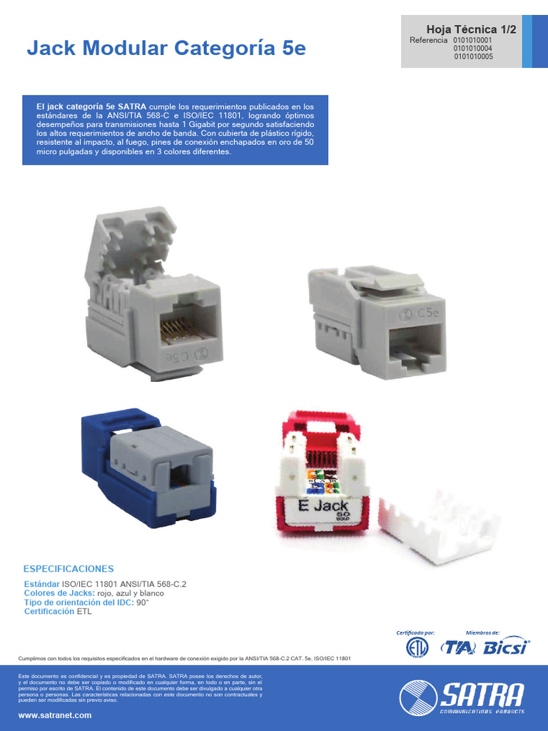Jack - Modular - Cat5e Satra | PDF