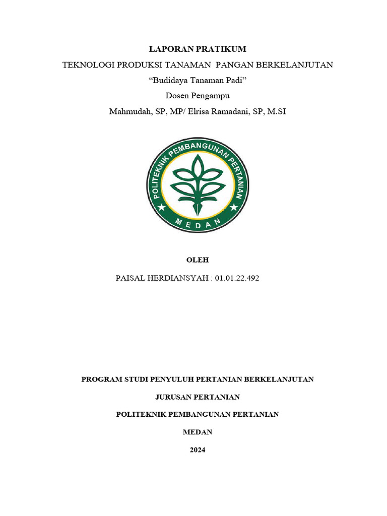 Laporan Budidaya Tanaman Padi | PDF