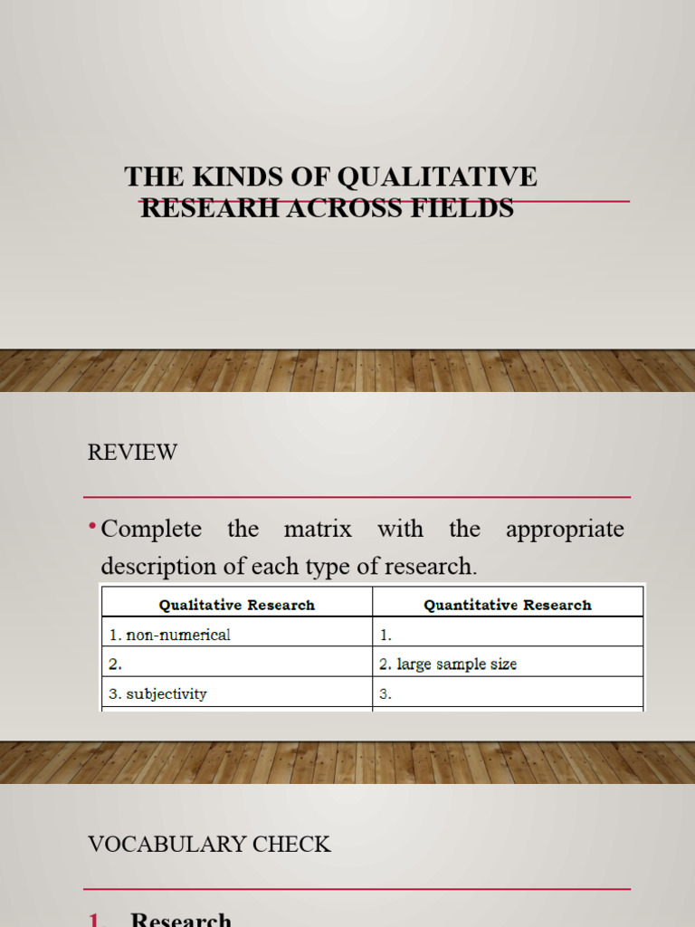Practical Research 1 Module 6 The Kinds of Qualitative Researh Across Fields | PDF | Experience ...