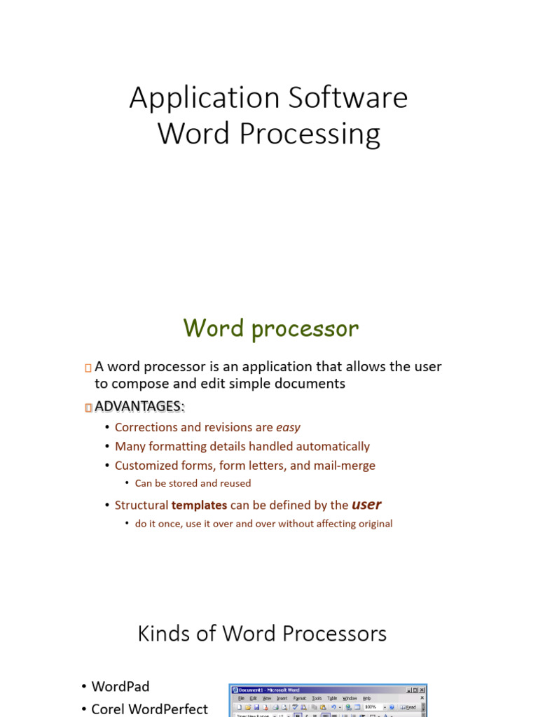 Word Processing Software | PDF | Microsoft Word | Microsoft Excel