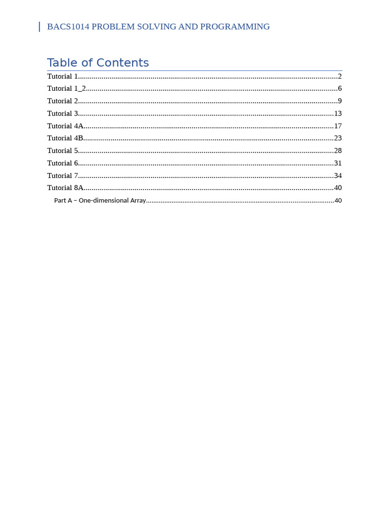 BACS1014 Tutorial | PDF | Computer Program | Programming