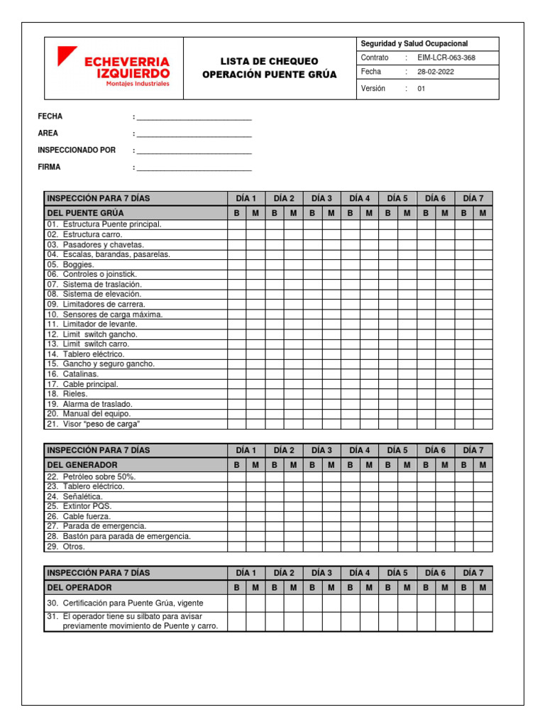 EIM-LCR-063-368 Puente Grúa Rev. 01 | PDF